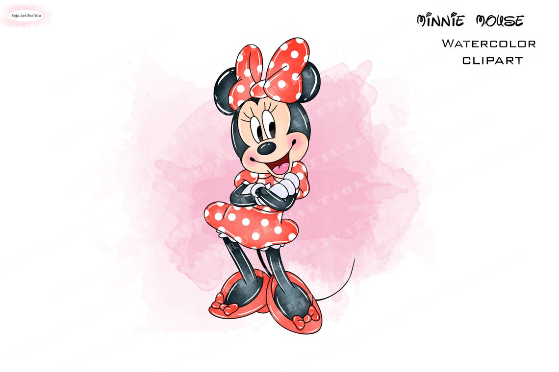 Minnie Watercolor Minnie Mouse Clipart Minnie Watercolor - Etsy