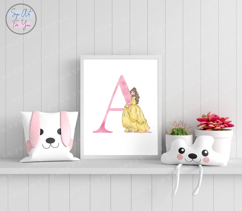 Beauty and the Beast Watercolor Alphabet Clipart, Belle Princess (PNG ...