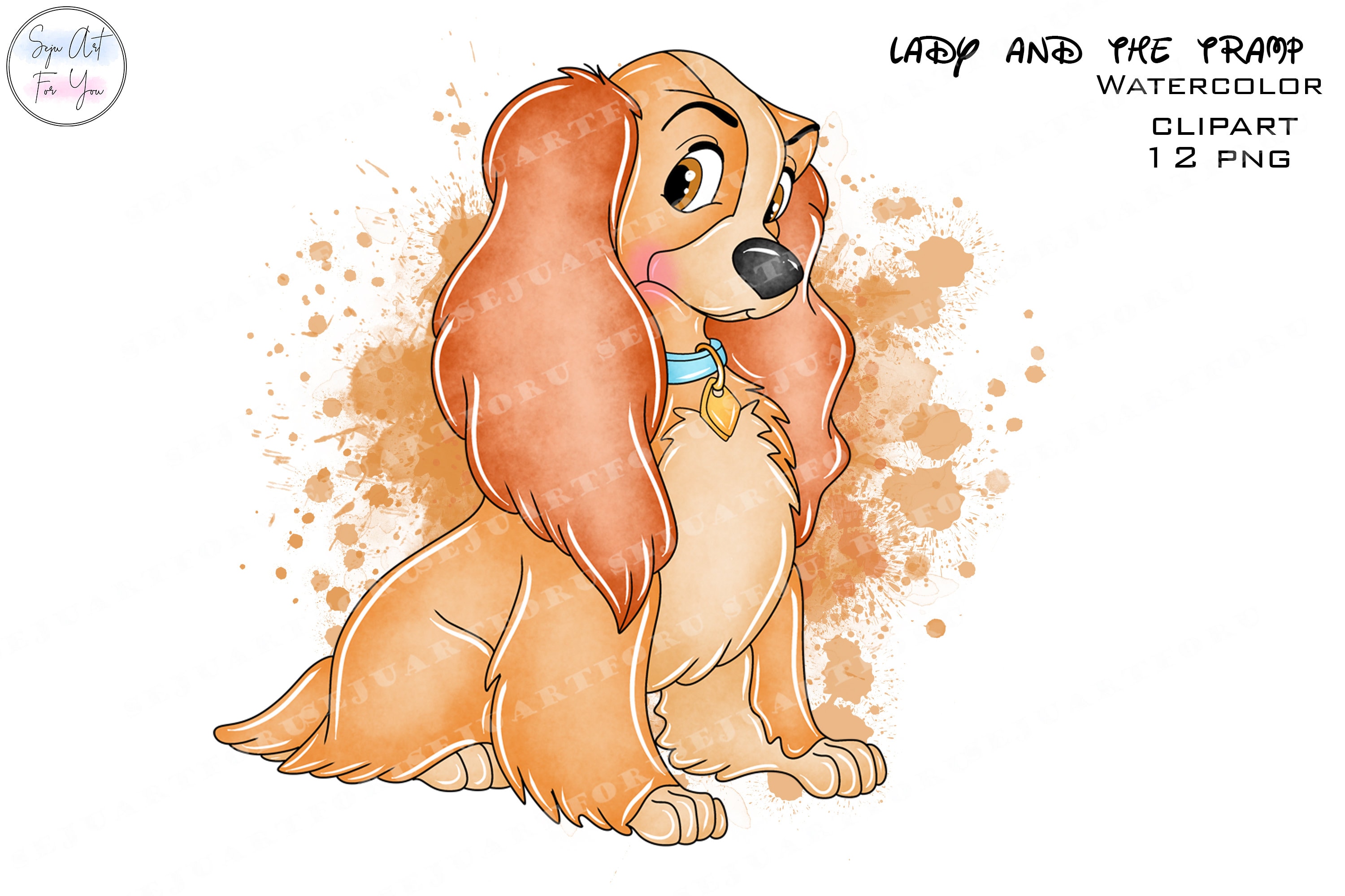 Lady and the Tramp Watercolor Clipart, PNG Files (digital Download) - Etsy
