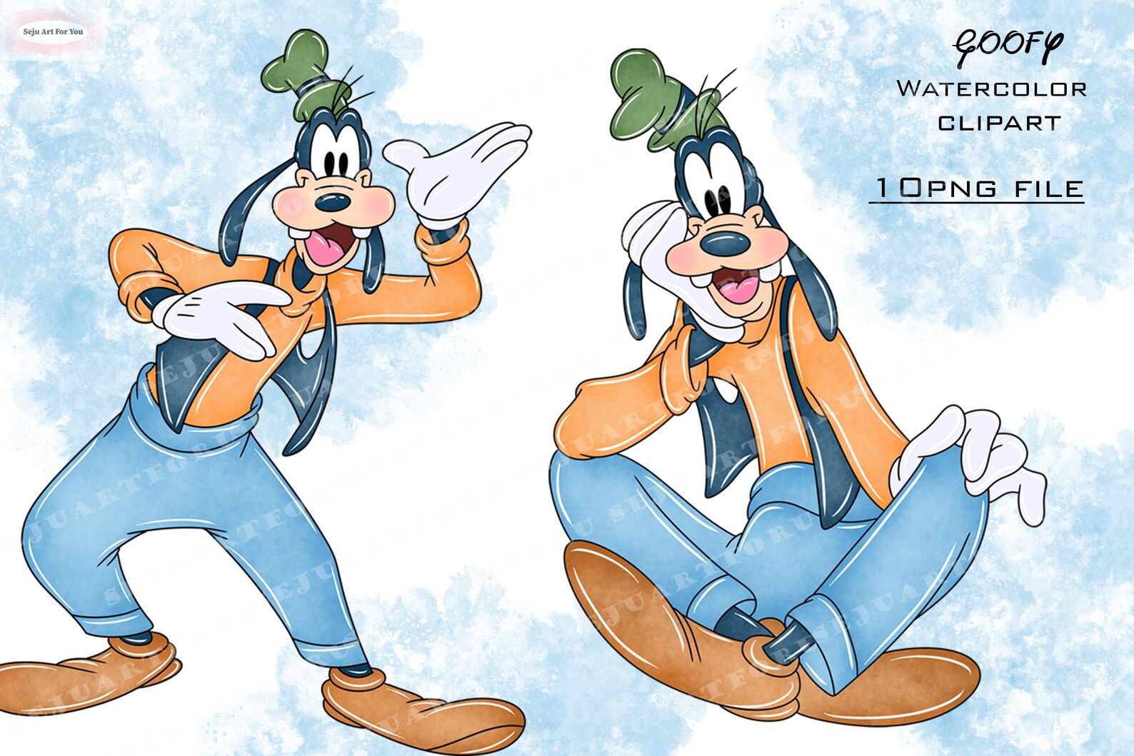 Goofy Watercolor Clipart, Cartoon Character PNG (digital Download) - Etsy