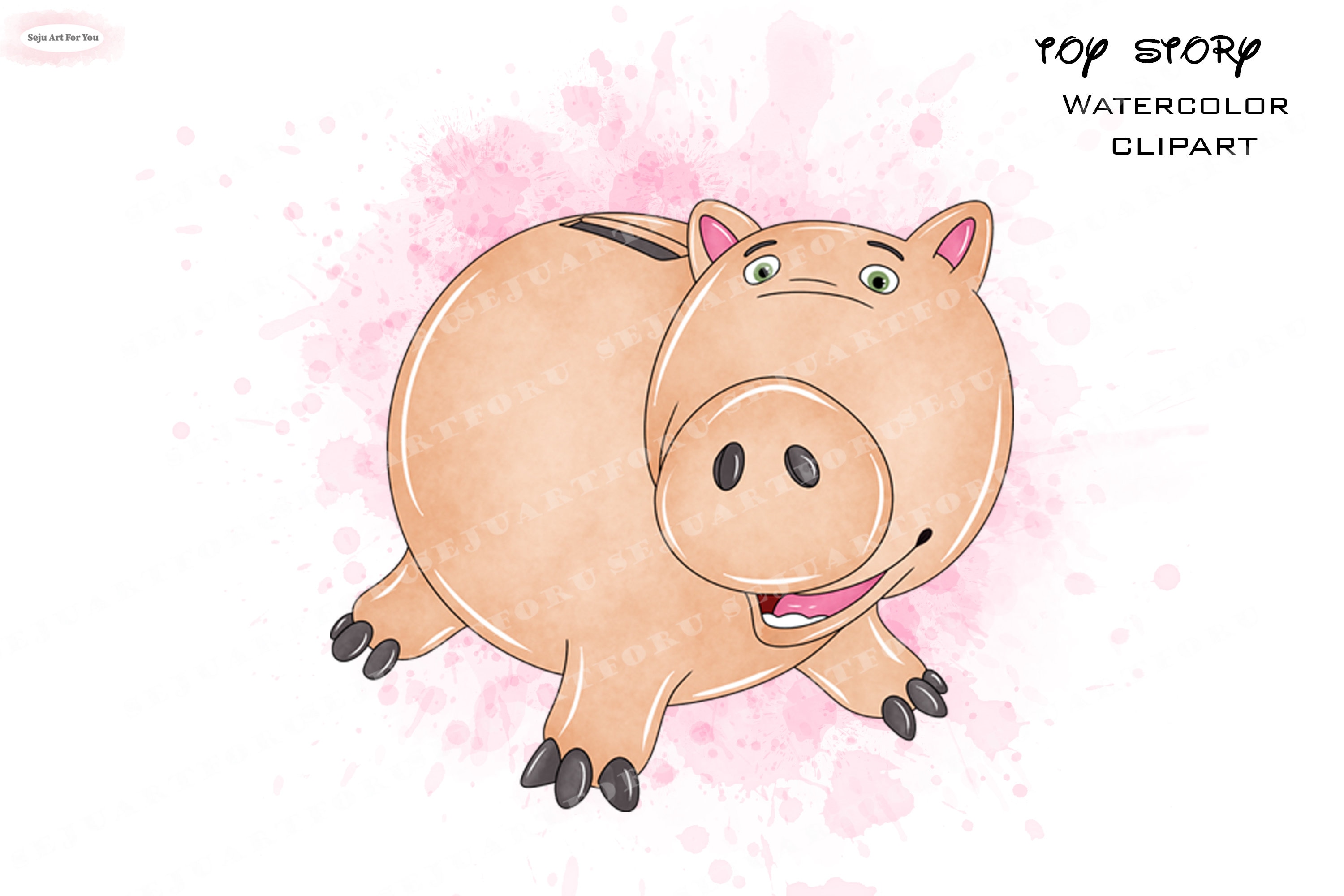 Toy Story Hamm Pig Watercolor Clipart (PNG) - Etsy