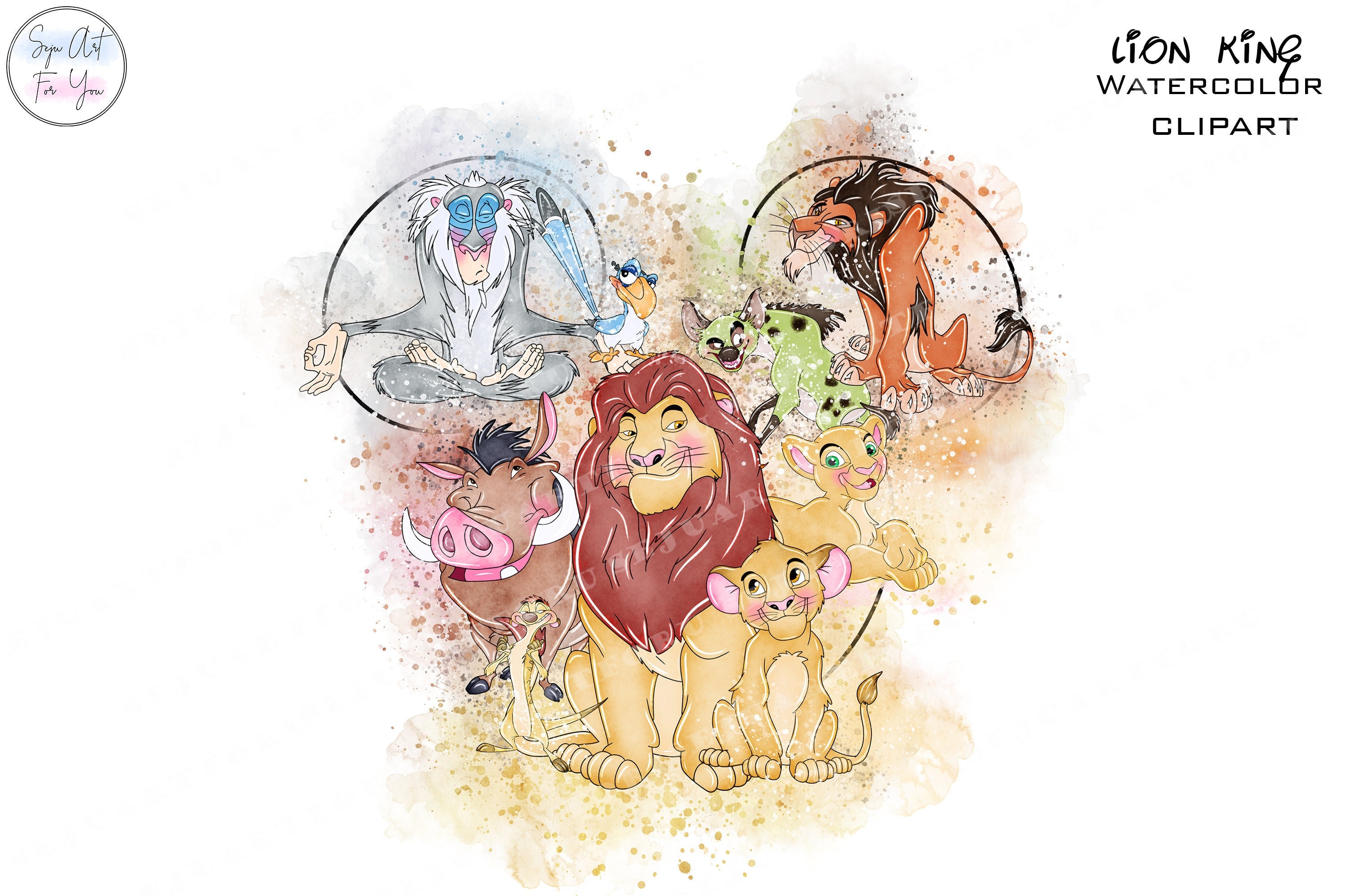 The Lion King Watercolor Clipart Watercolor Lion King the - Etsy UK