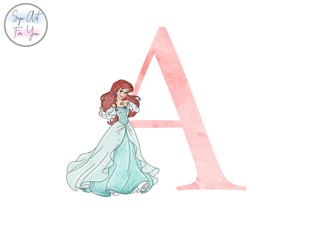 Princess Alphabet, Ariel, the Little Mermaid, Ariel Alphabet, Princess ...