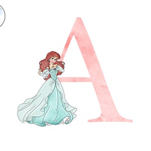 Princess Alphabet, Ariel, the Little Mermaid, Ariel Alphabet, Princess ...