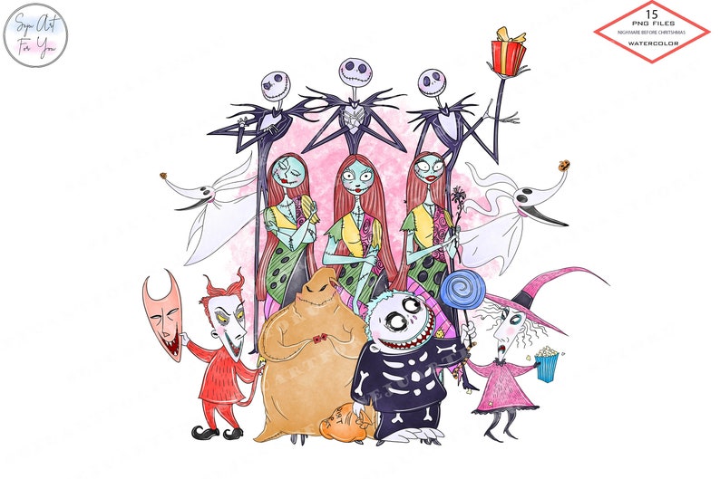 Nightmare Before Christmas Watercolor Clipart PNG (digital Download) - Etsy