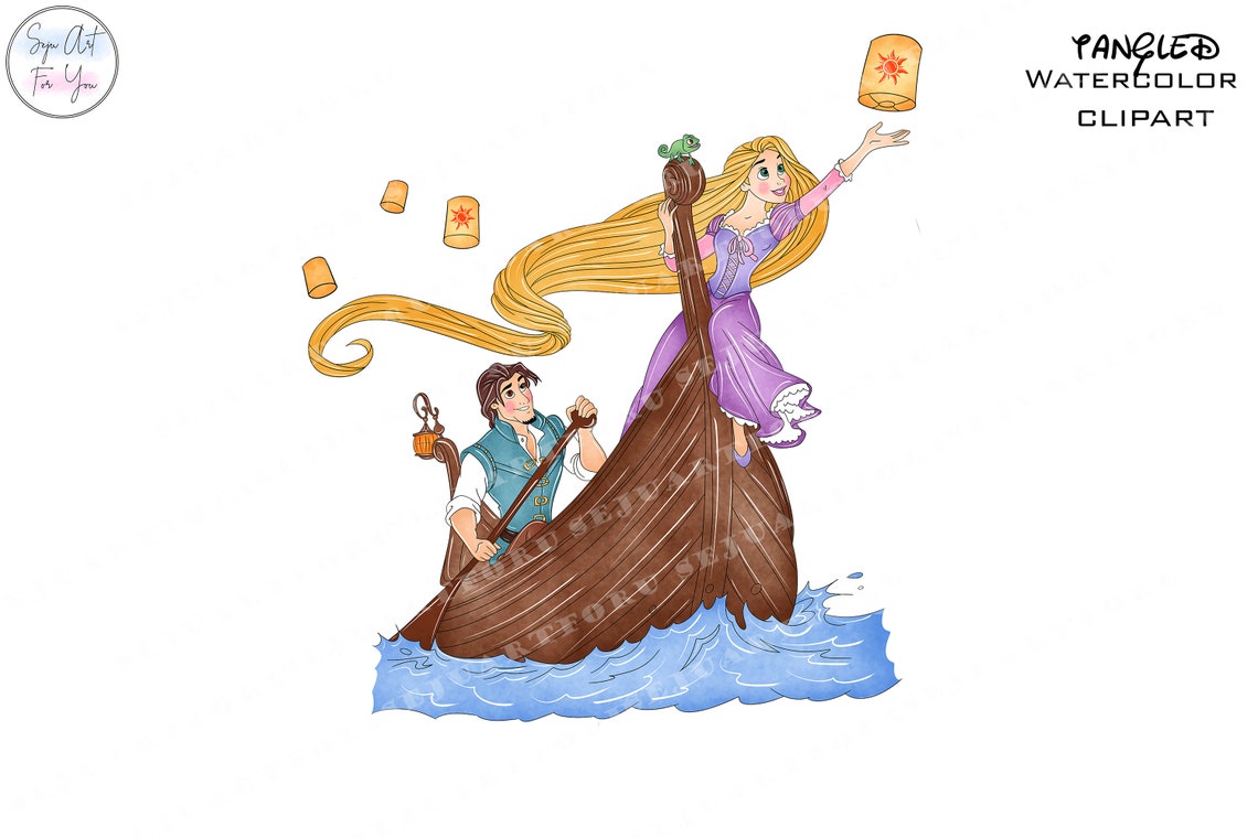 Tangled Rapunzel Watercolor Clipart PNG (digital Download) - Etsy