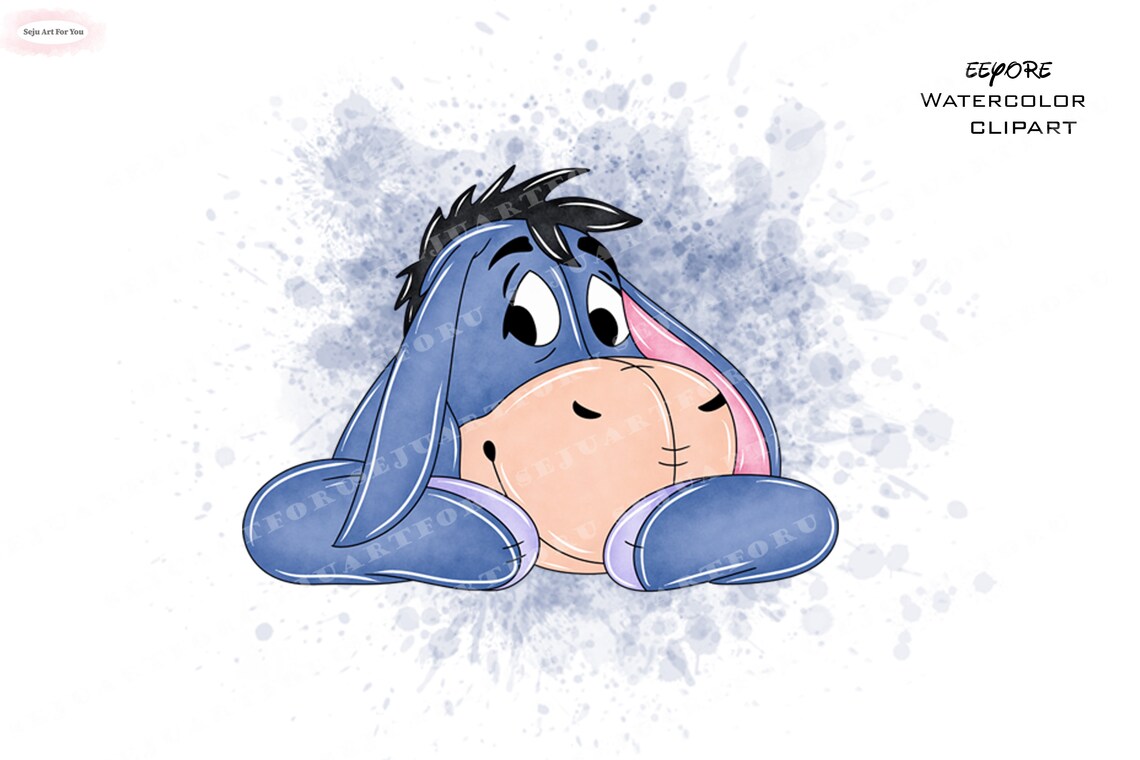 Eeyore Watercolor Clipart, PNG Illustration (digital Download) - Etsy
