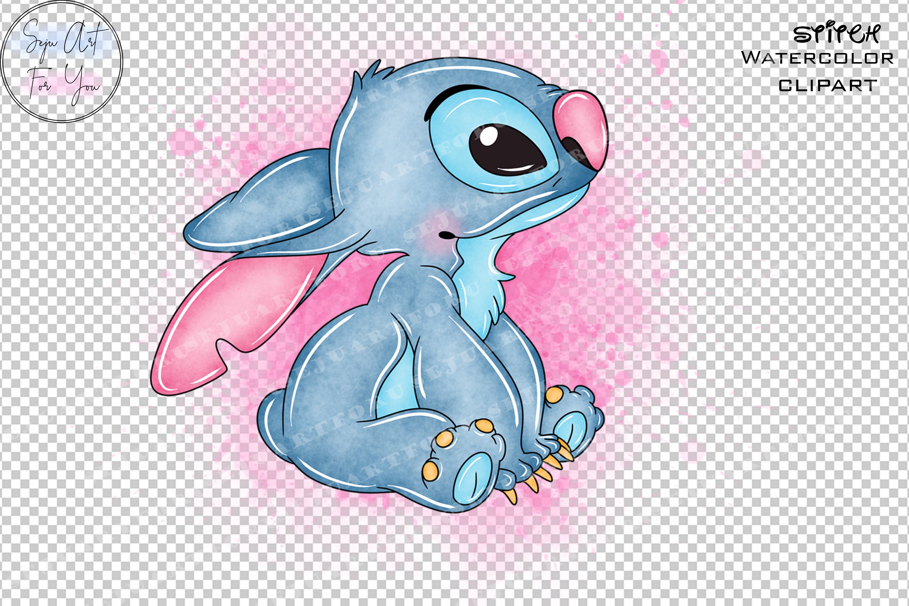 Stitch Watercolor Clipart PNG, Cartoon Character (digital Download) - Etsy