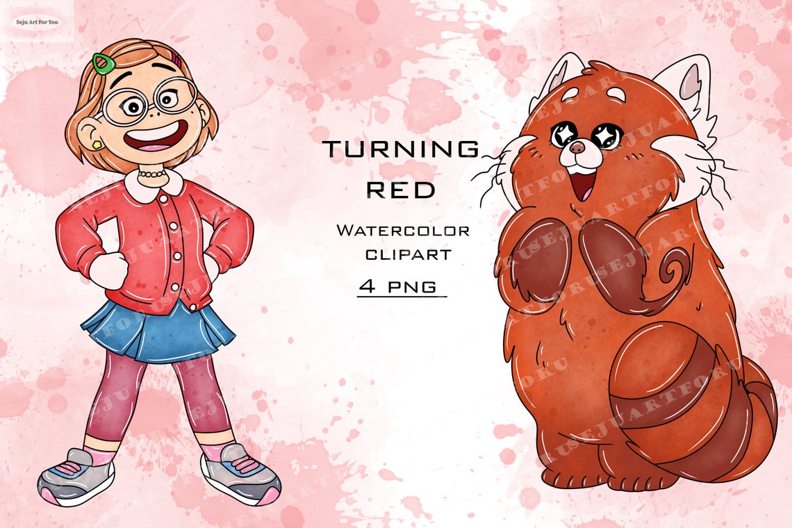Turning Red Turning Red Clipart Watercolor Turning Red - Etsy