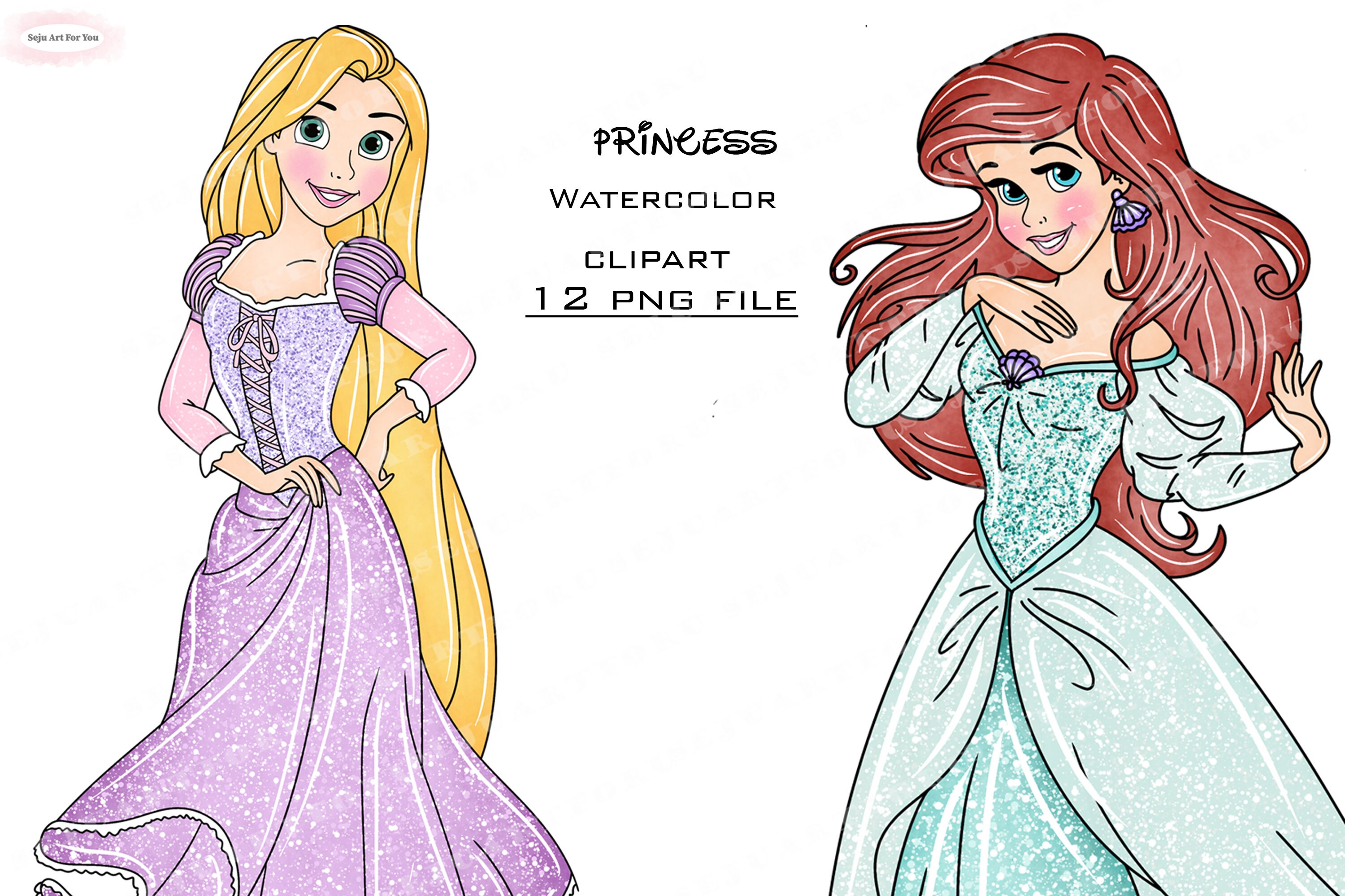 Princesa clipart princesa png princesa clip art acuarela - Etsy México