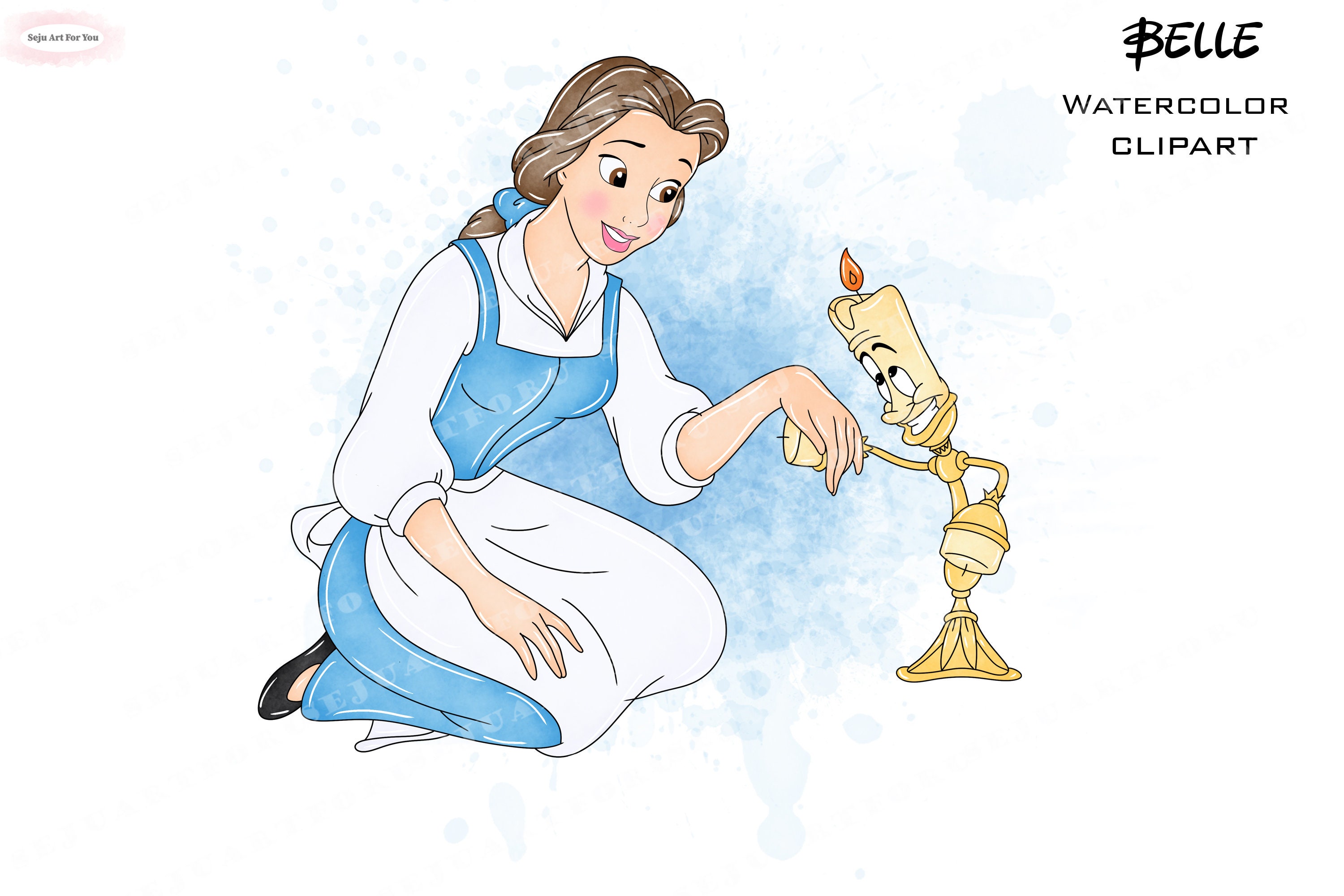 Beauty and the Beast Clipart Watercolor Princess Clipart - Etsy