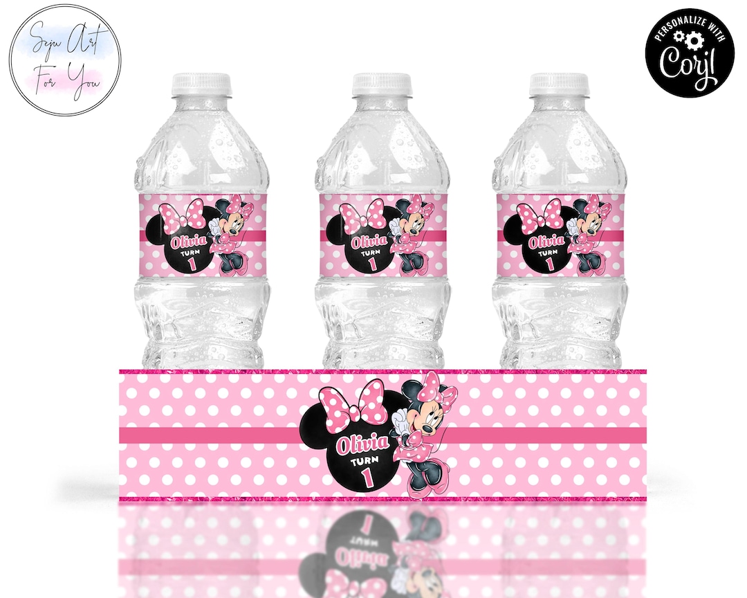 Minnie Mouse Water Bottle Labels Birthday Bottle Labels Template Bottle ...