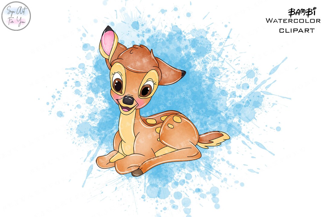Bambi Clipart, Bambi Png, Watercolor Bambi Clipart, Thumper Bambi, Bambi, Cute Deer Clipart ...