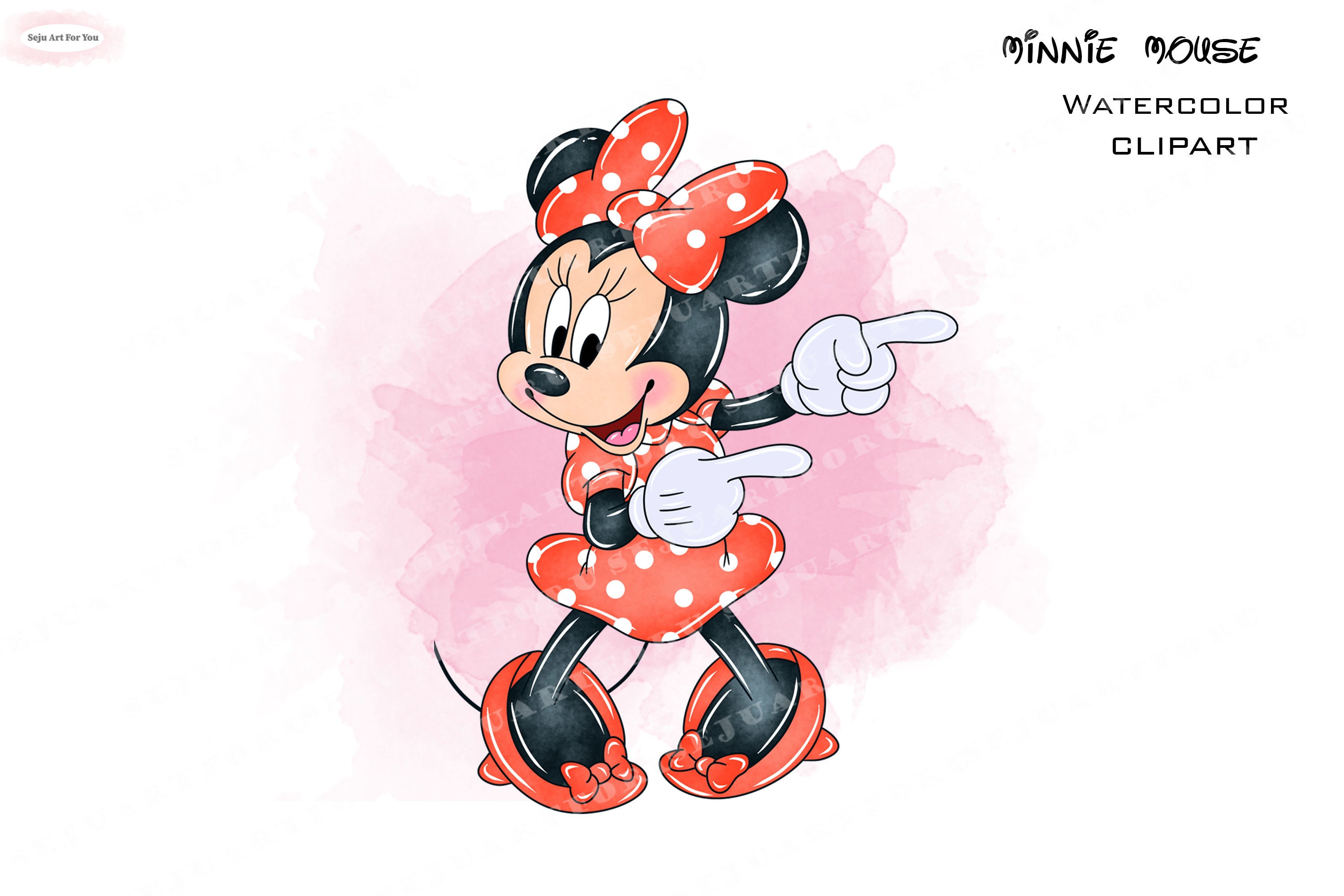 Minnie Watercolor Minnie Mouse Clipart Minnie Watercolor - Etsy