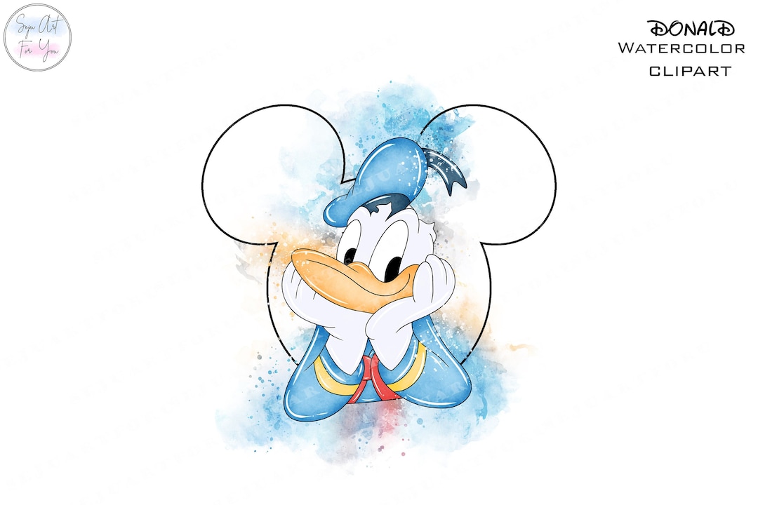 Donald Duck Watercolor Clipart, Commercial Use (PNG) - Etsy