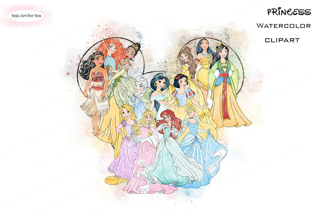 Watercolor Princess Mickey Ears Png Files for Sublimation Princess ...