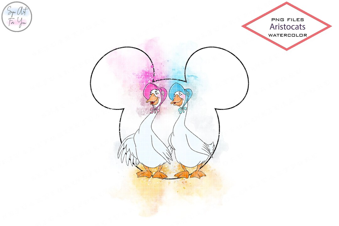 Cute Watercolor Amelia Abigail Gabble Aristocts Mickey Ears Cliparts ...