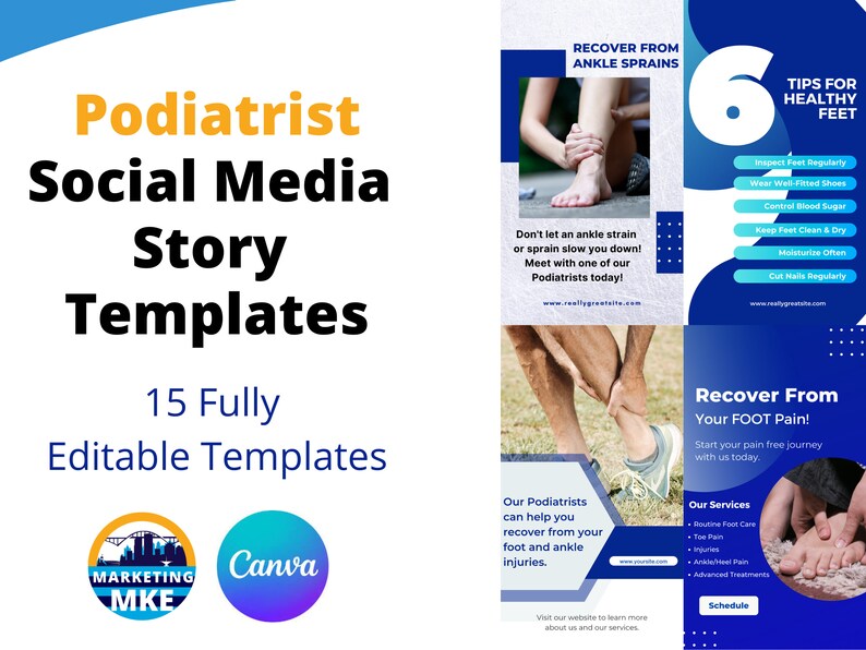 Podiatrist Social Media Story Content Podiatric Editable Canva ...