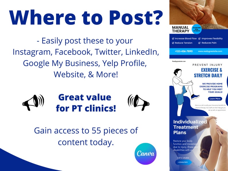 Premium Physical Therapy Social Media Content Templates | Editable PT ...