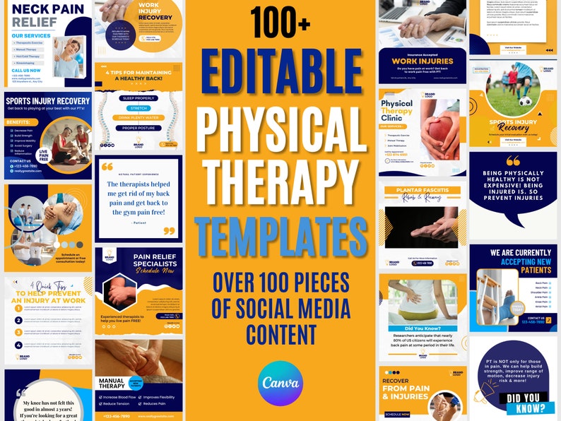 Editable Physical Therapy Social Media Content Templates, PT Canva ...