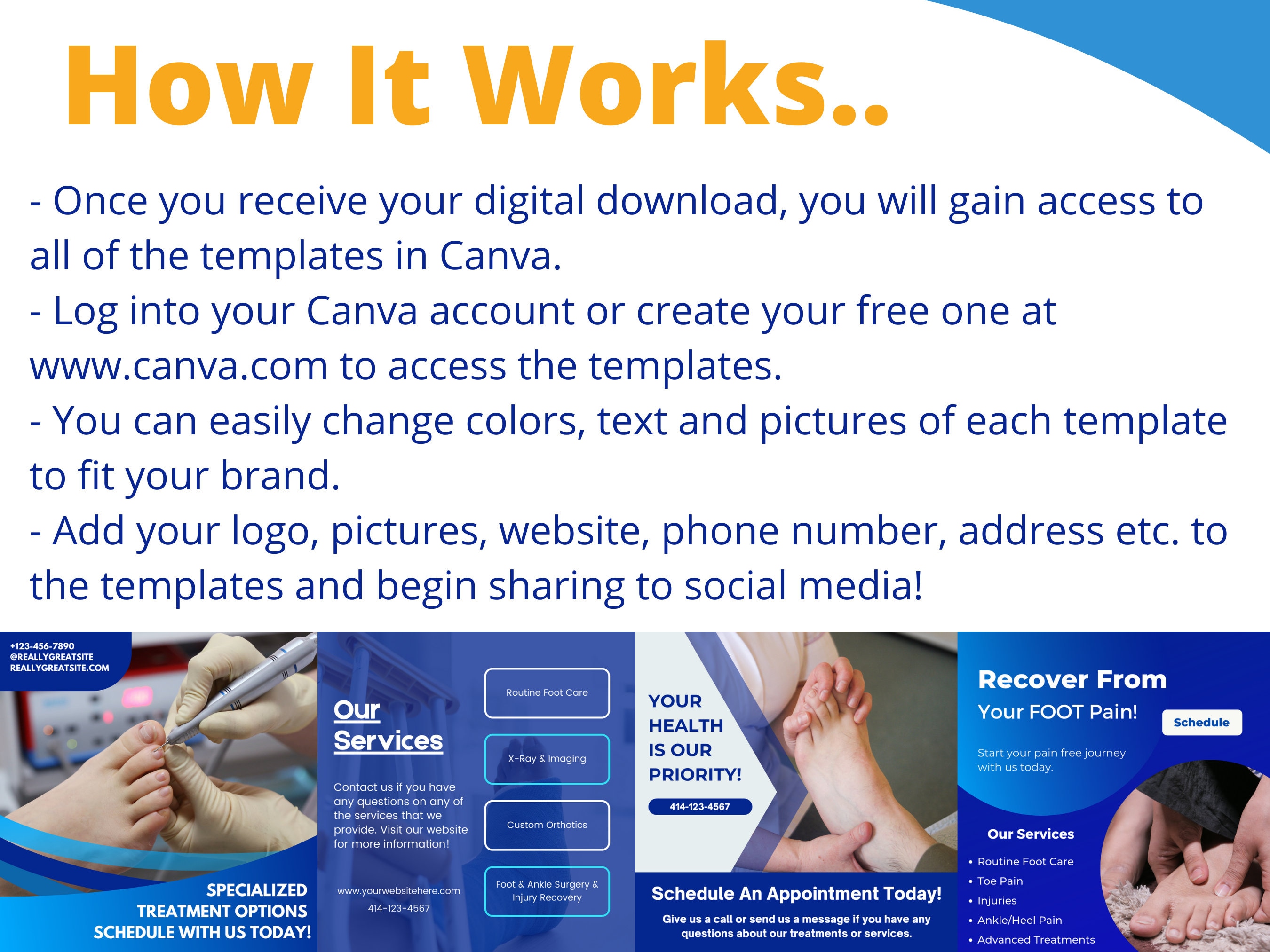 Podiatrist Social Media Content | Podiatric Editable Canva Templates ...