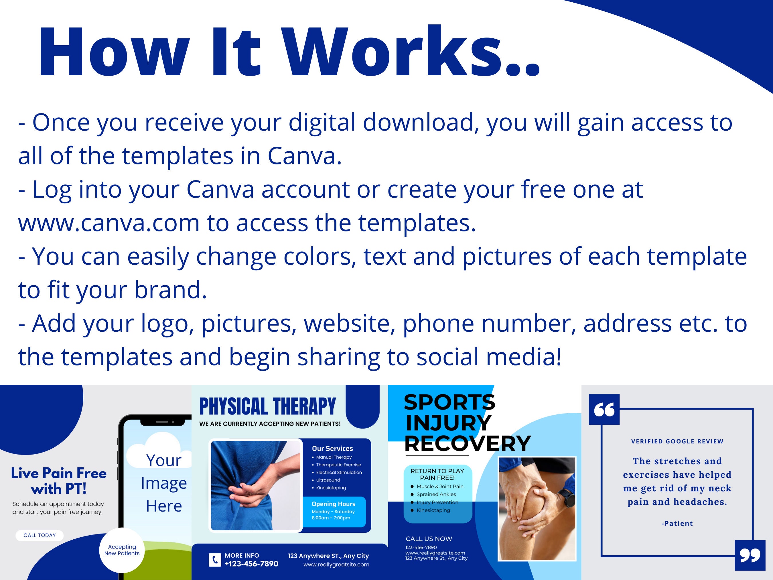 Premium Physical Therapy Social Media Content Templates | Editable PT ...