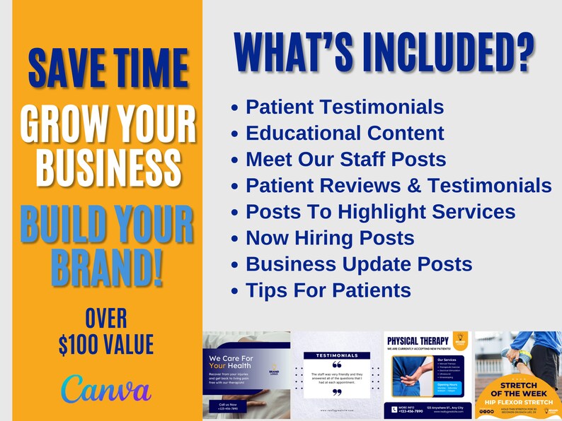 Editable Physical Therapy Social Media Content Templates, PT Canva ...