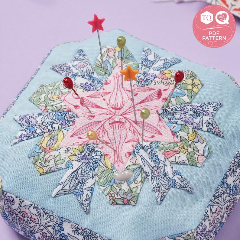 EPP Pincushion, Sewing Pattern, English Paper Piecing, Love Patchwork & Quilting, Digital Quilt ...