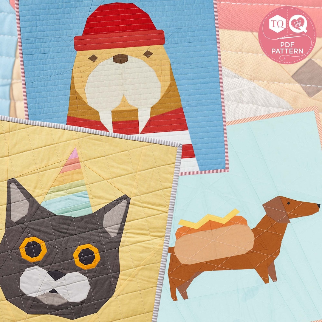 BUNDLE: Animal FPP Quilts, Sewing Patterns, Mini Quilt Templates, Love ...