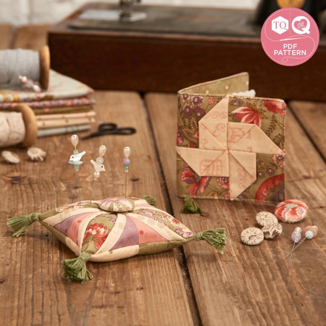 Vintage Sewing Set, Digital Quilting Pattern, Pincushion, Needle Book ...