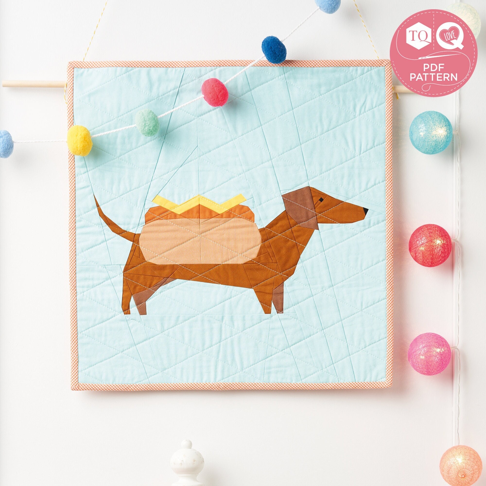Dachshund Quilt, Sewing Pattern, Dog, Hot Dog, Wiener Dog, FPP, Love Patchwork & Quilting ...