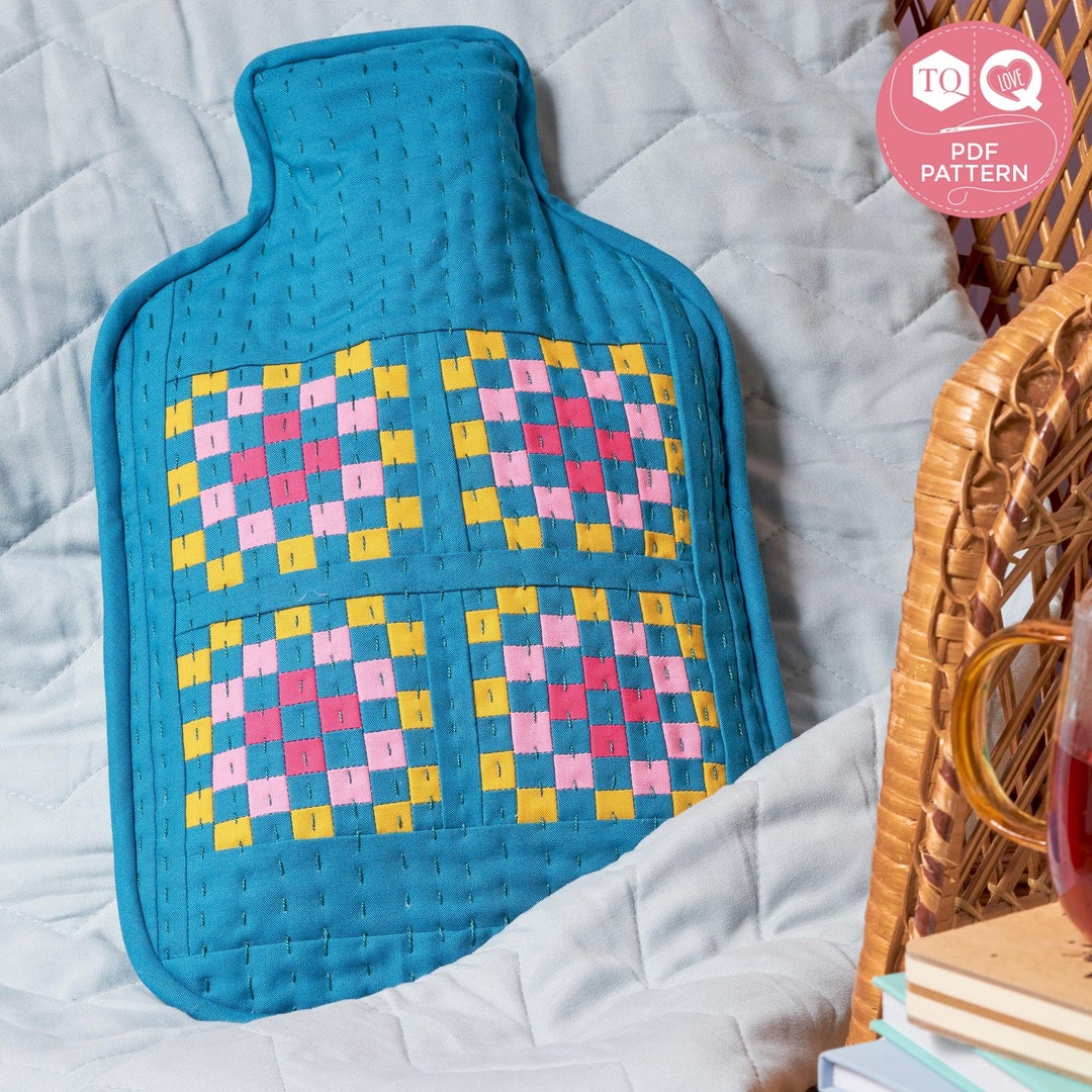 Hot Water Bottle Cosy, Sewing Pattern, Patchwork Cover, Love Patchwork ...