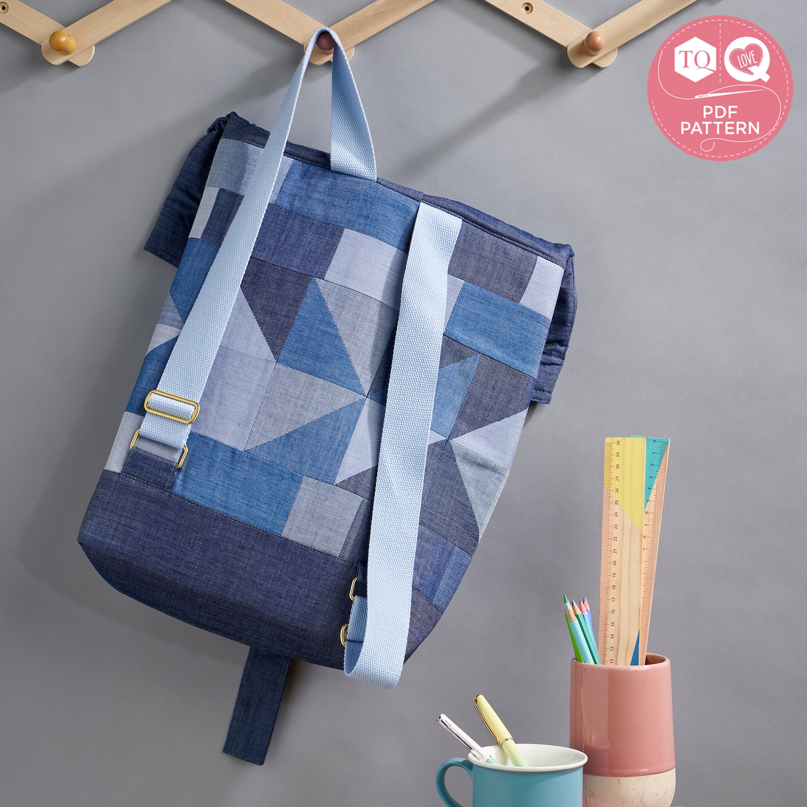 Double Denim Patchwork Backpack, Sewing Pattern, Bag Pattern, Love ...