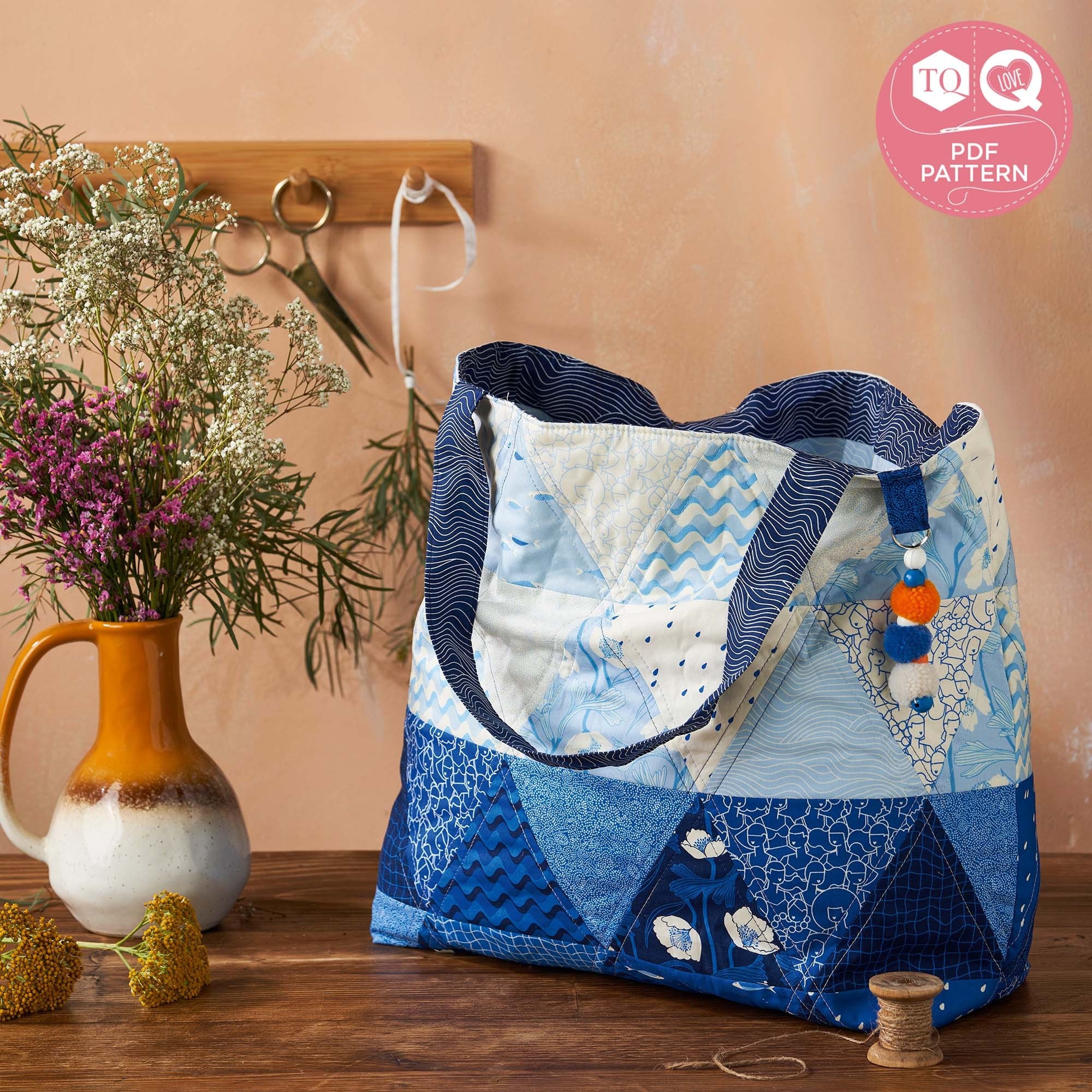 Triangle Tote Bag, Sewing Pattern, Patchwork Bag, Love Patchwork ...