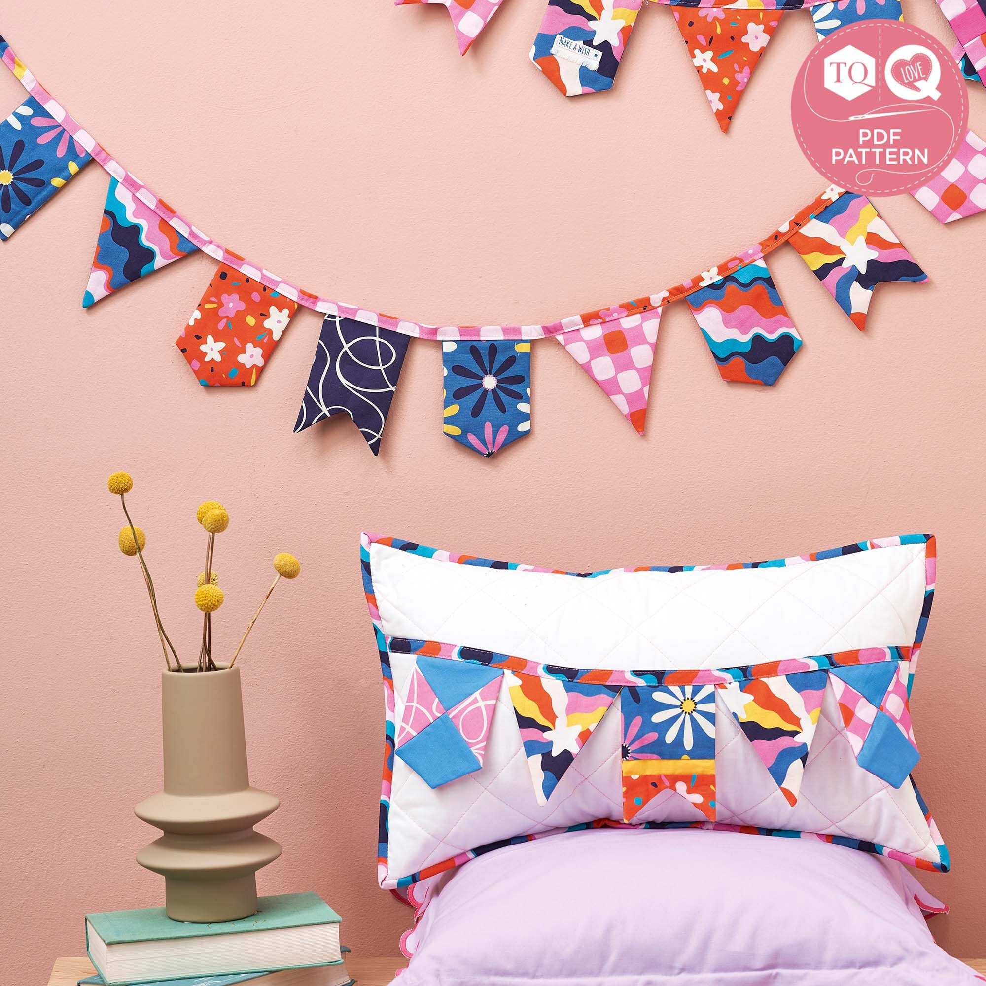 Bunting Pattern, Bunting Templates, Cushion Sewing Pattern, Love ...