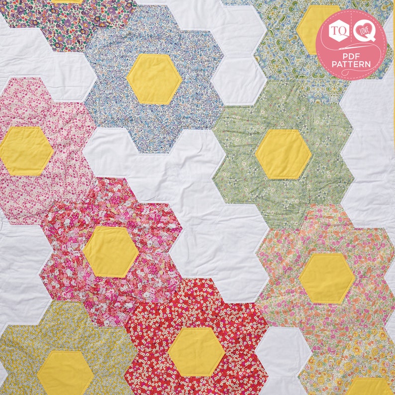 Primrose Hill Quilt, Quilt Pattern, English Paper Piecing, Hexie Quilt ...