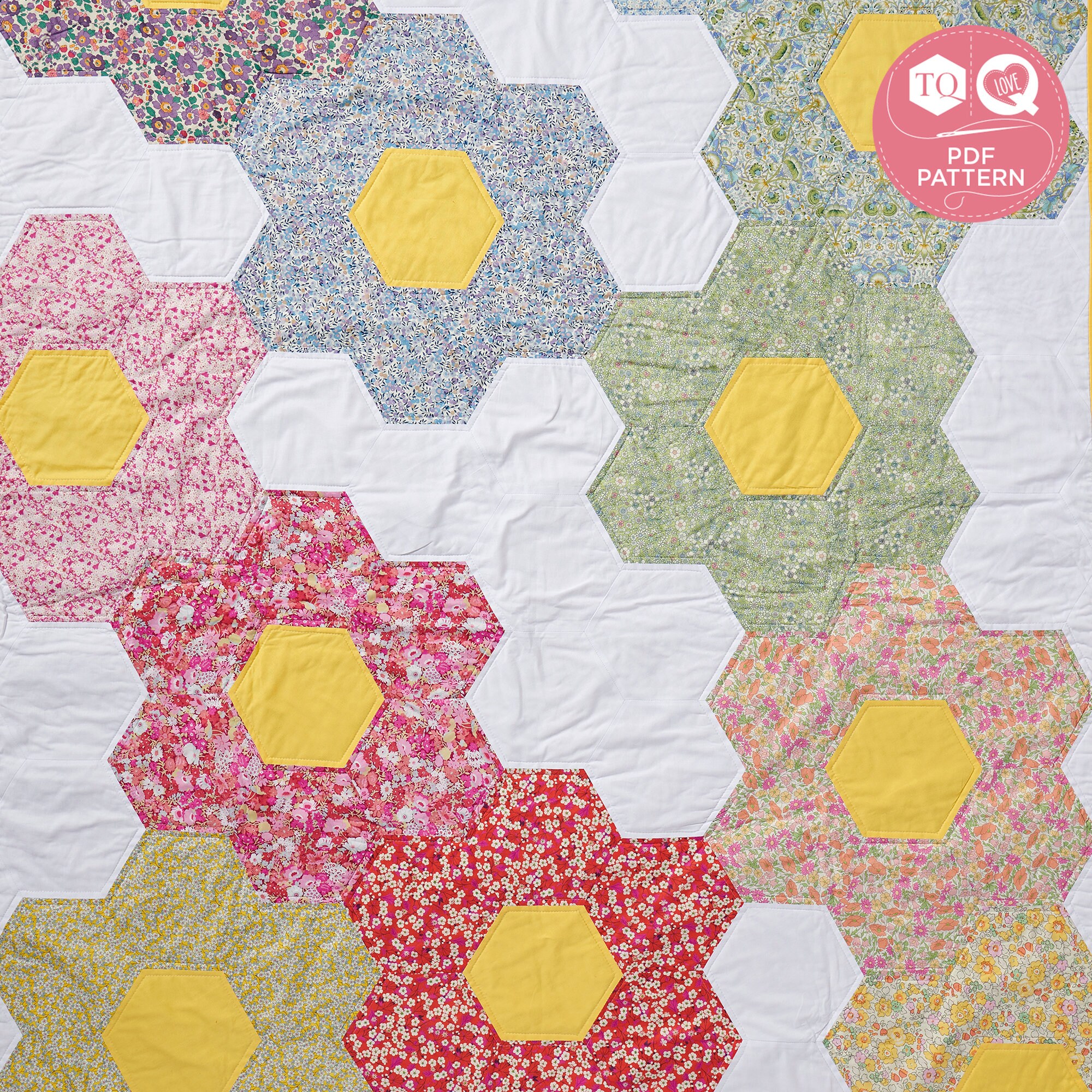 Primrose Hill Quilt, Quilt Pattern, English Paper Piecing, Hexie Quilt ...