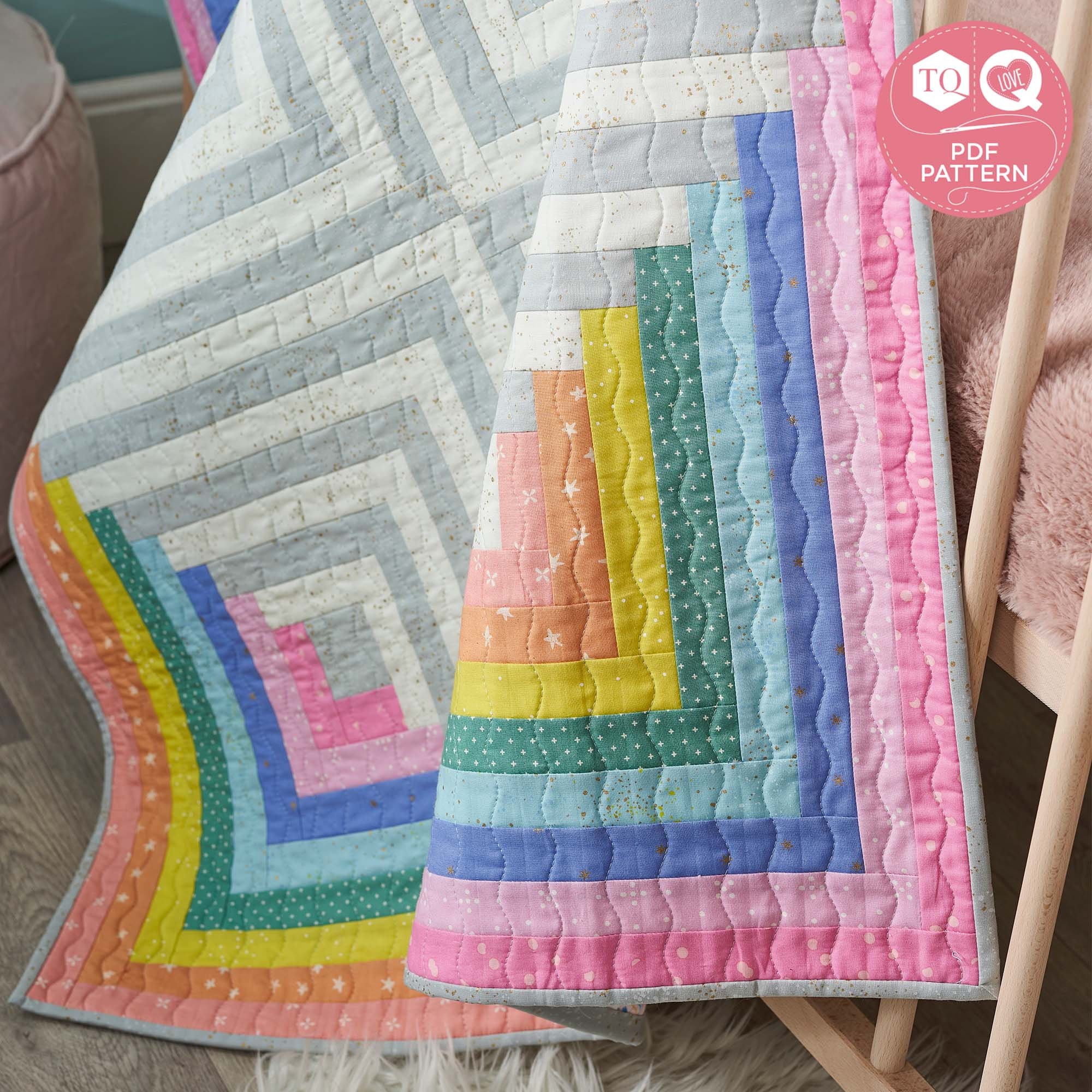 Log Cabin Quilt, Rainbow Cabins Pattern, Love Patchwork & Quilting ...