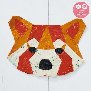 Red Panda EPP Quilt Block, Sewing Pattern, English Paper Piecing Templates, Love Patchwork ...