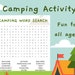 Camping Word Search | Outdoor Game | Instant Download | Printable Games ...
