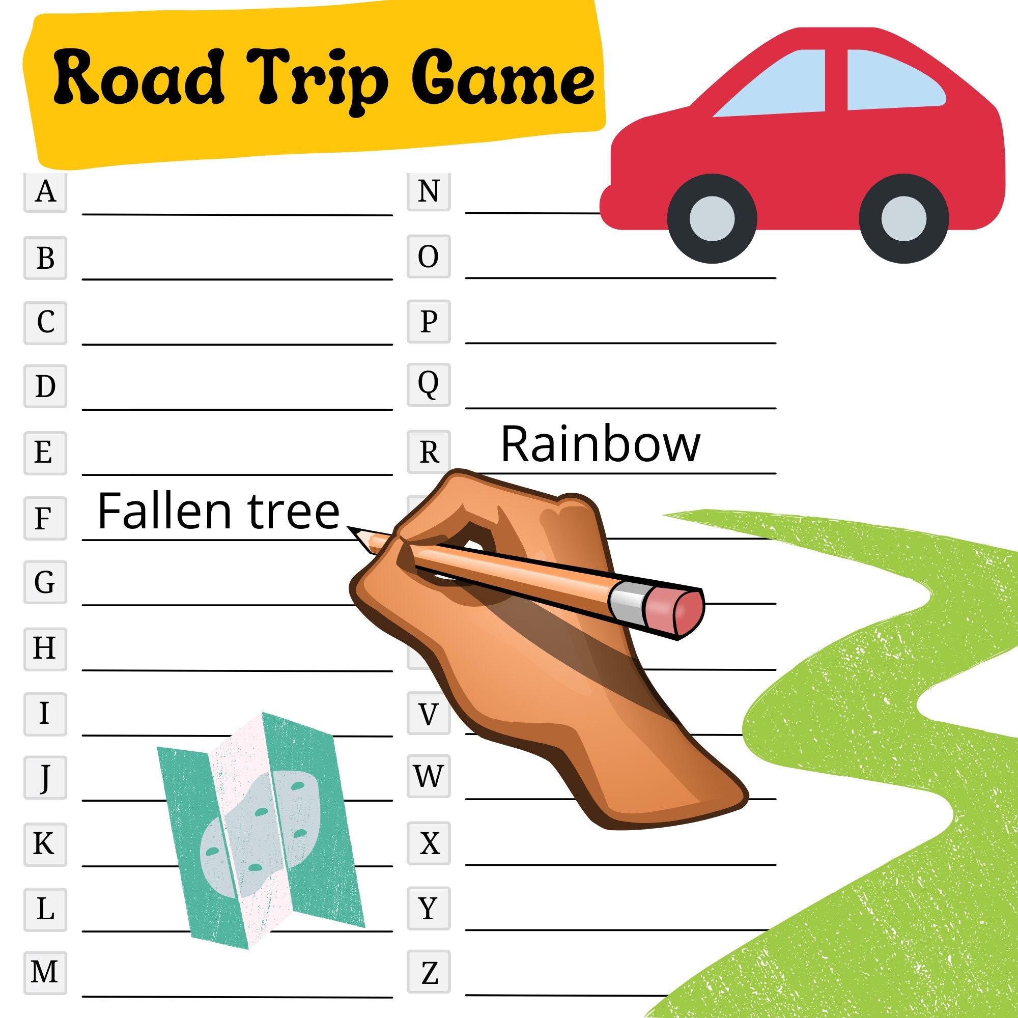 Road Trip Printable Game, Instant Download, Kids Car Activity, Family ...