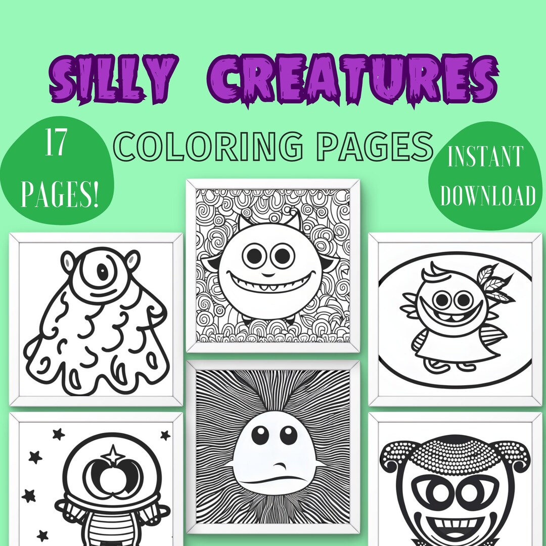 Silly Monsters Coloring Pages | Instant Download Coloring Book | 17 ...