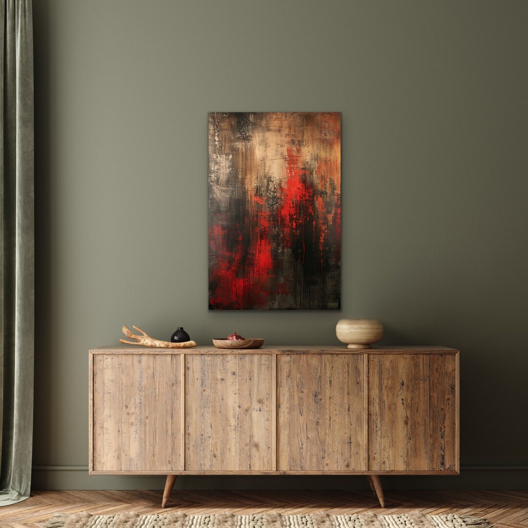 Molten Red Abstract Canvas Wall Art - Etsy