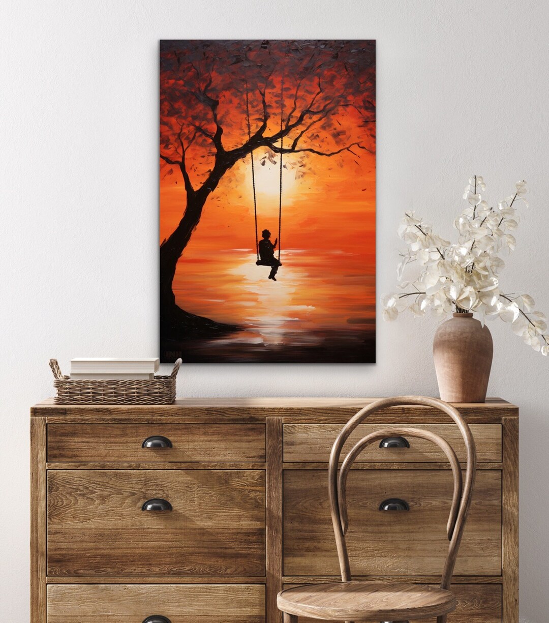 Swinging in the Sunset/canvas Art Painting | Sunset/swing/ Wall Art ...