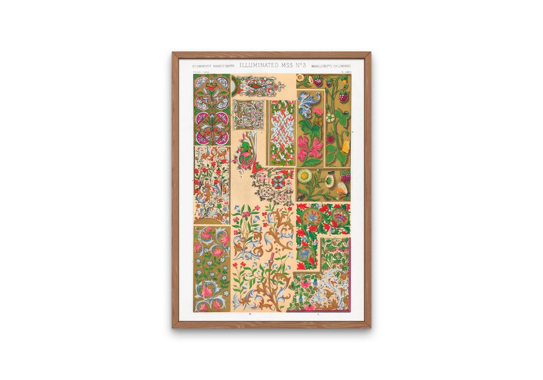Intricate Plant and Floral Design Illuminate Digital Print Original ...