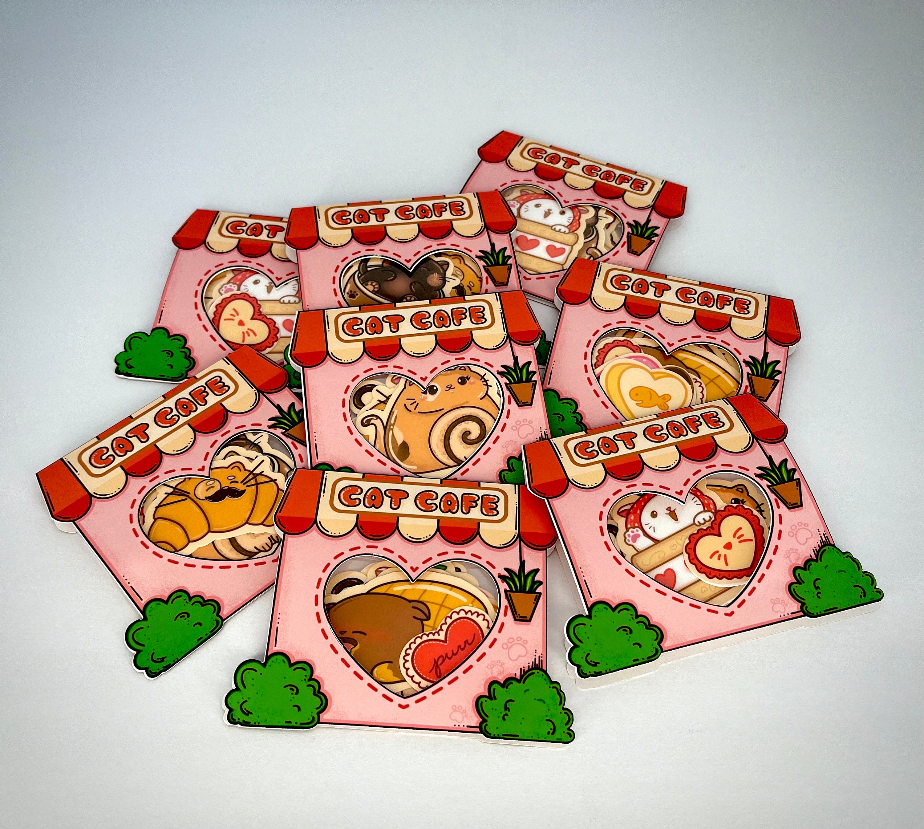 Cat Café Sticker Set, Kawaii Bakery Cat Bundle, Cute Cafe Kitty Pack ...