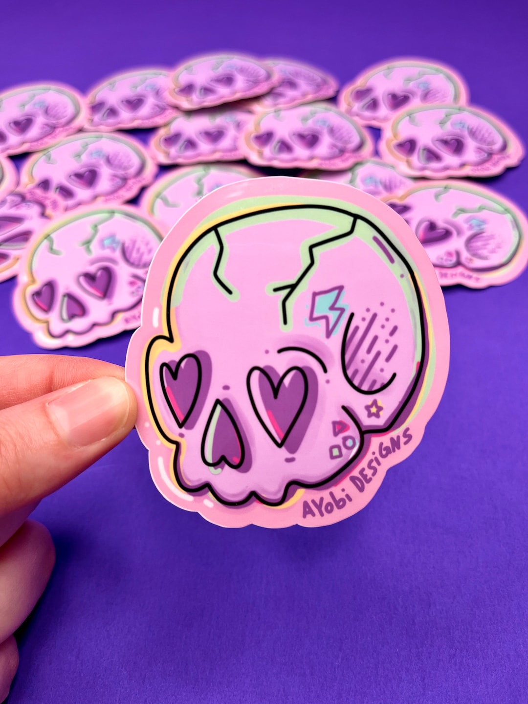 Pink Punk Skull Sticker, Cute Goth Vinyl Decal, Alt Aesthetic Kawaii ...