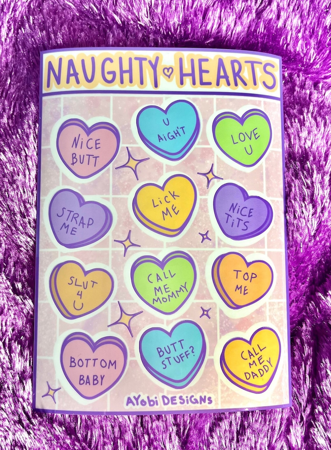 Naughty Hearts Sticker Sheet - Etsy