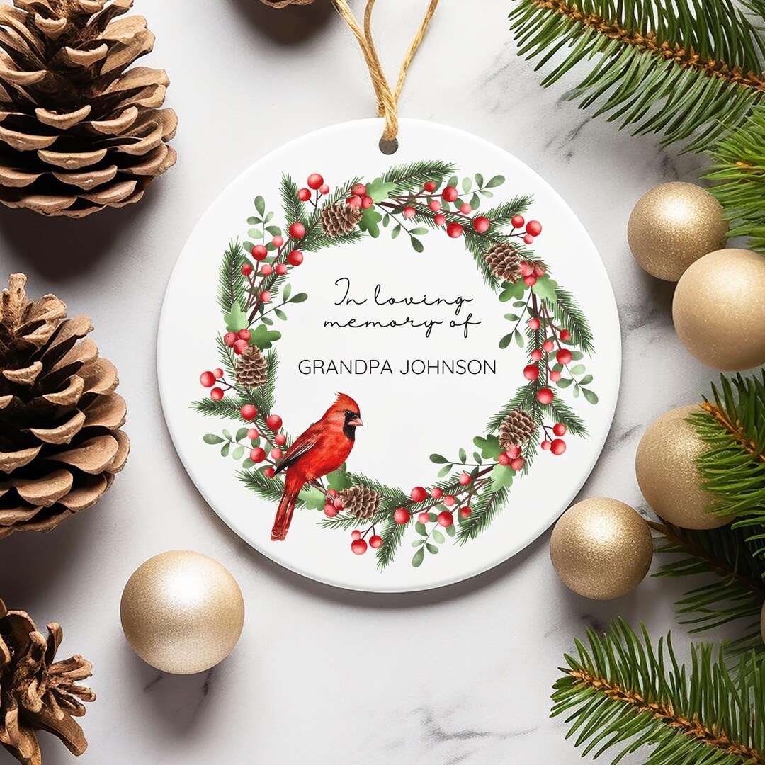 Cardinal Ornament in Loving Memory Cardinal Christmas Ornament Ceramic ...