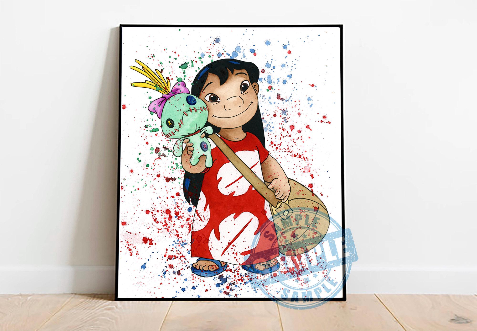 Set Lilo and Stitch Print, Stitch Watercolor Print, Lilo Print, Scrump ...